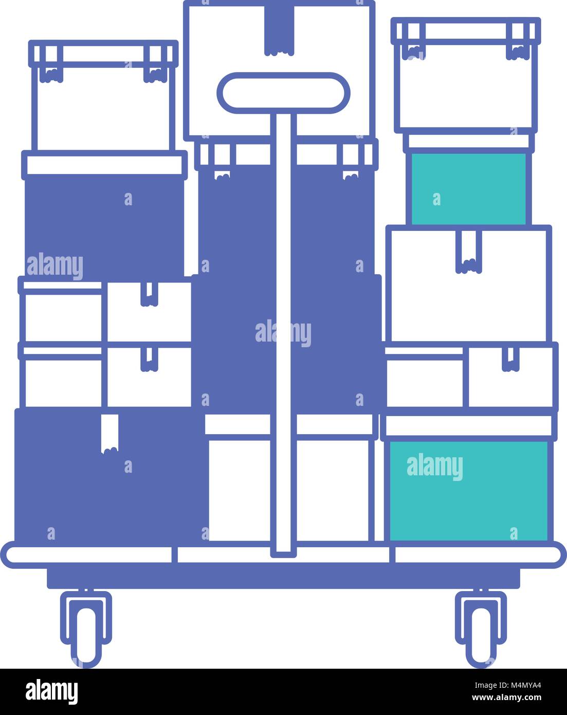 delivery cart handle with pile boxes Stock Vector Image & Art - Alamy