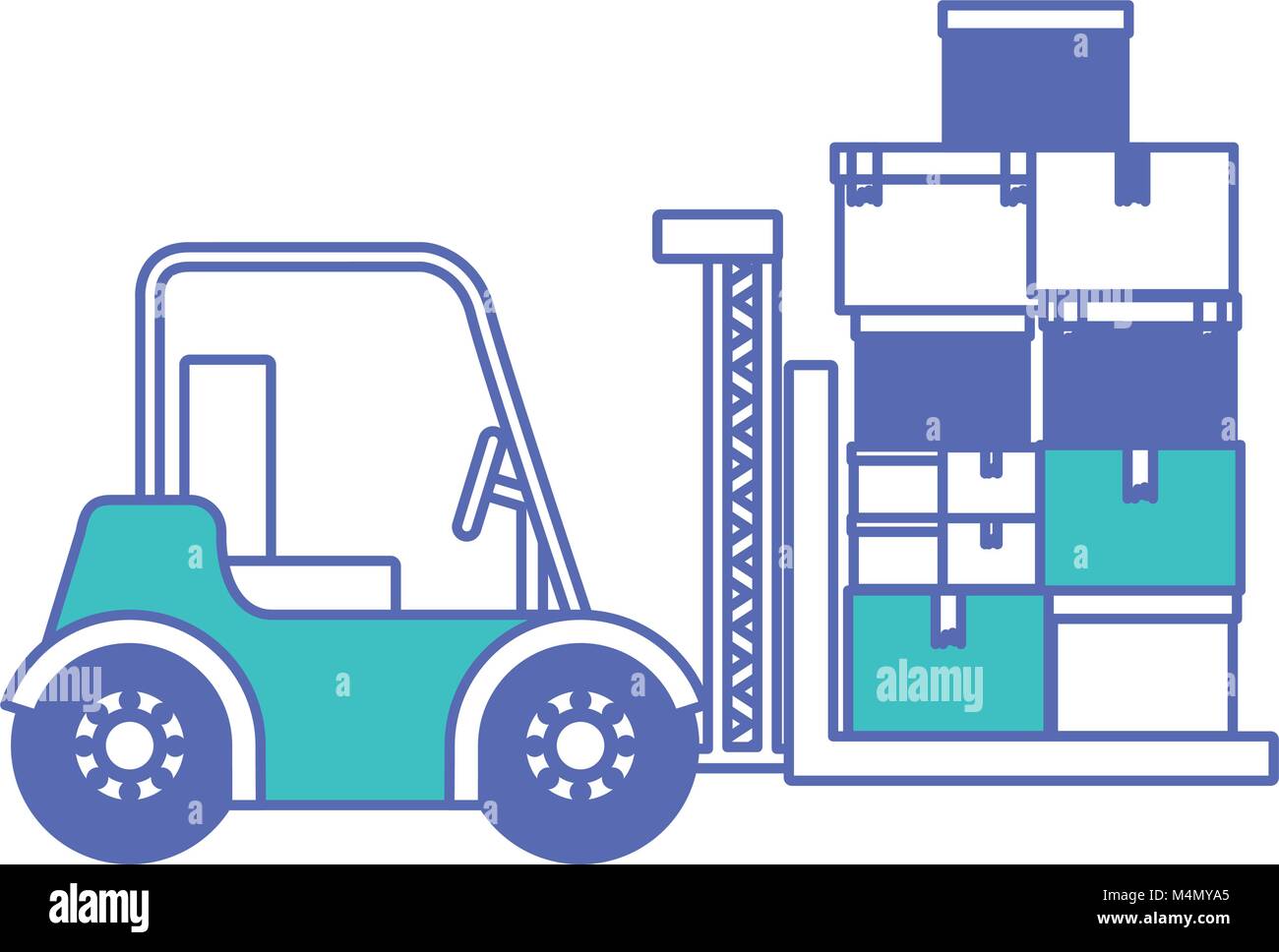 forklift vehicle lifting boxes Stock Vector Image & Art - Alamy
