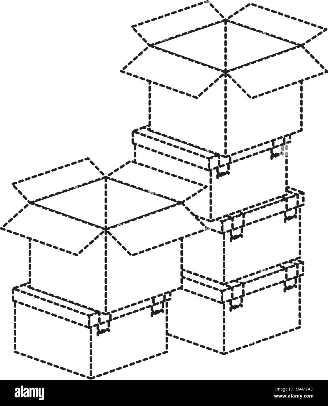 Pile of boxes for delivery Black and White Stock Photos & Images - Alamy