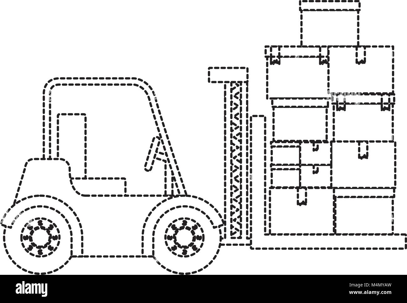 forklift vehicle lifting boxes Stock Vector Image & Art - Alamy
