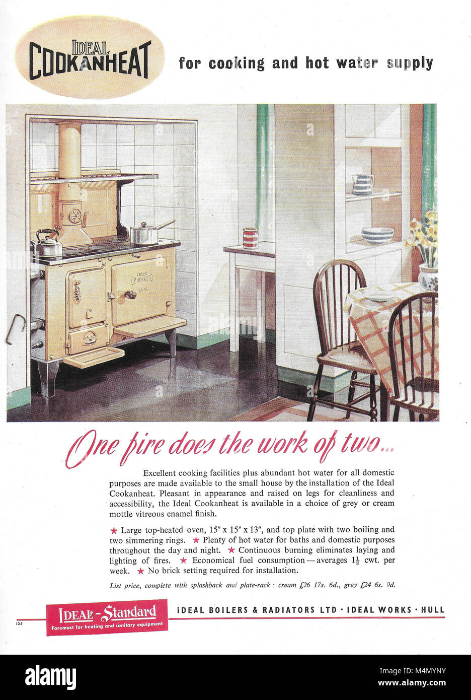 Ideal CookanHeat kitchen stove fire advert, advertising in Country Life ...
