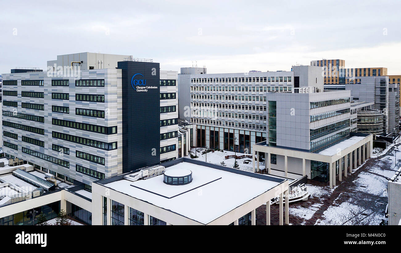 Glasgow Caledonian University Aerial Stills in Snow Stock Photo - Alamy