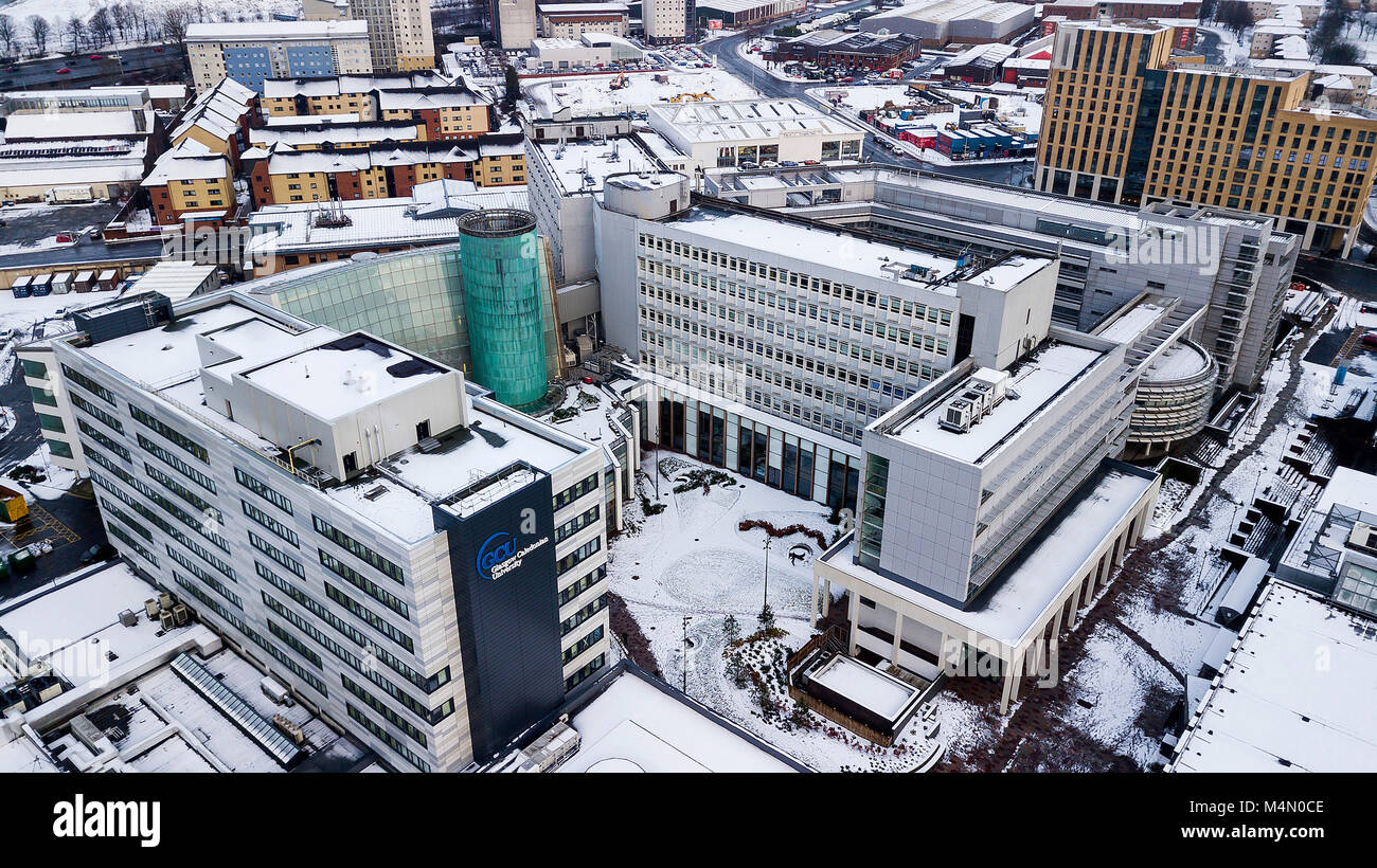 Glasgow Caledonian University Aerial Stills in Snow Stock Photo - Alamy