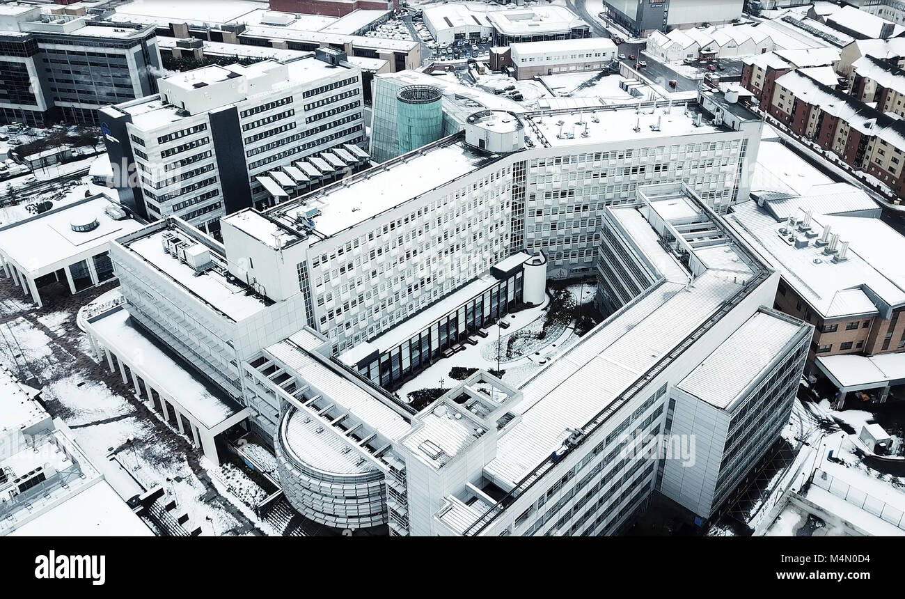 Glasgow Caledonian University Aerial Stills in Snow Stock Photo - Alamy