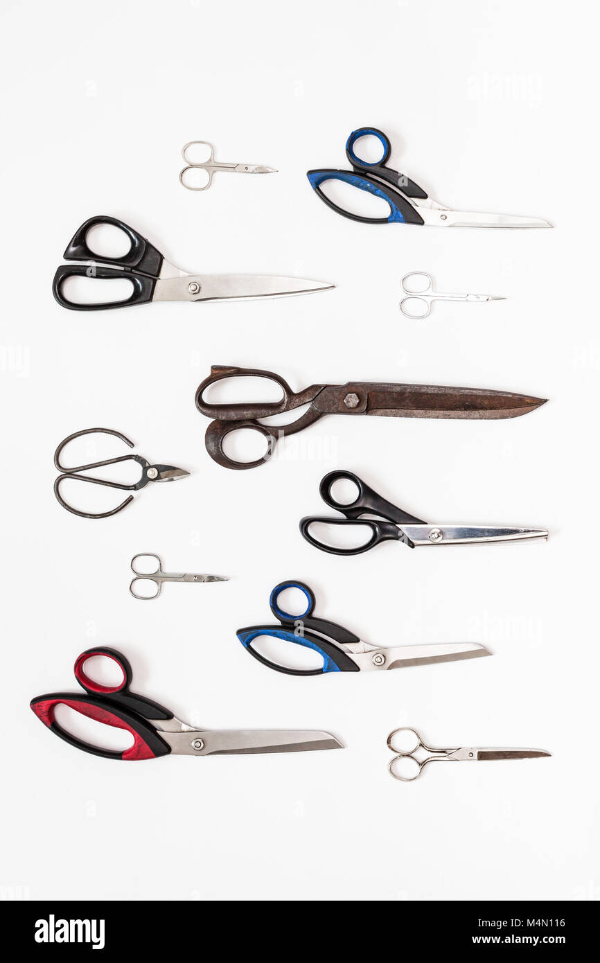 vertical pattern from various scissors on white background Stock Photo ...