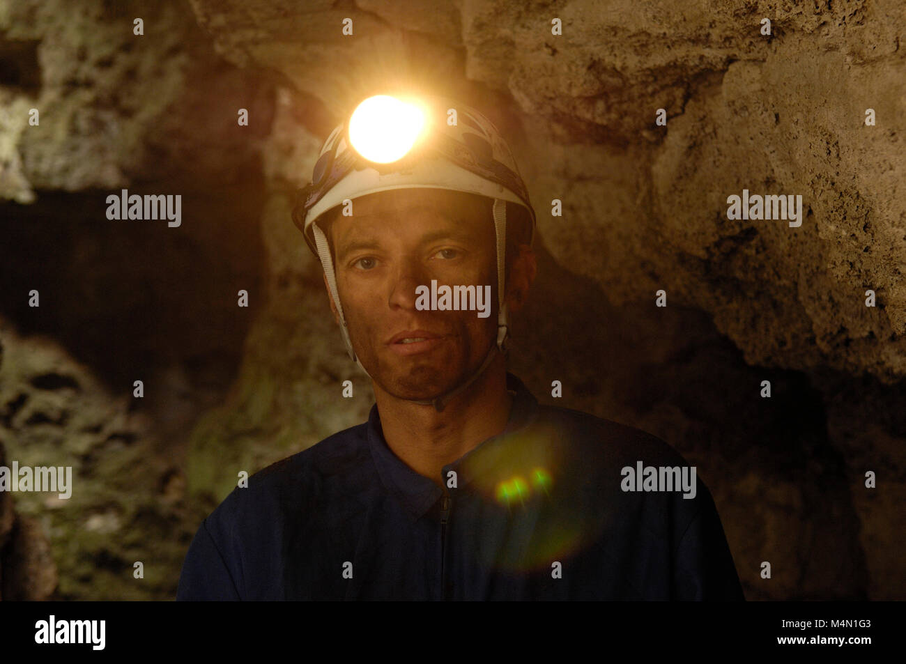 portrait of a miner inside a mine Stock Photo - Alamy