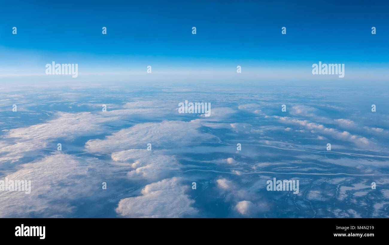 High Altitude View of Long River Streams in the Ground From Airplane ...