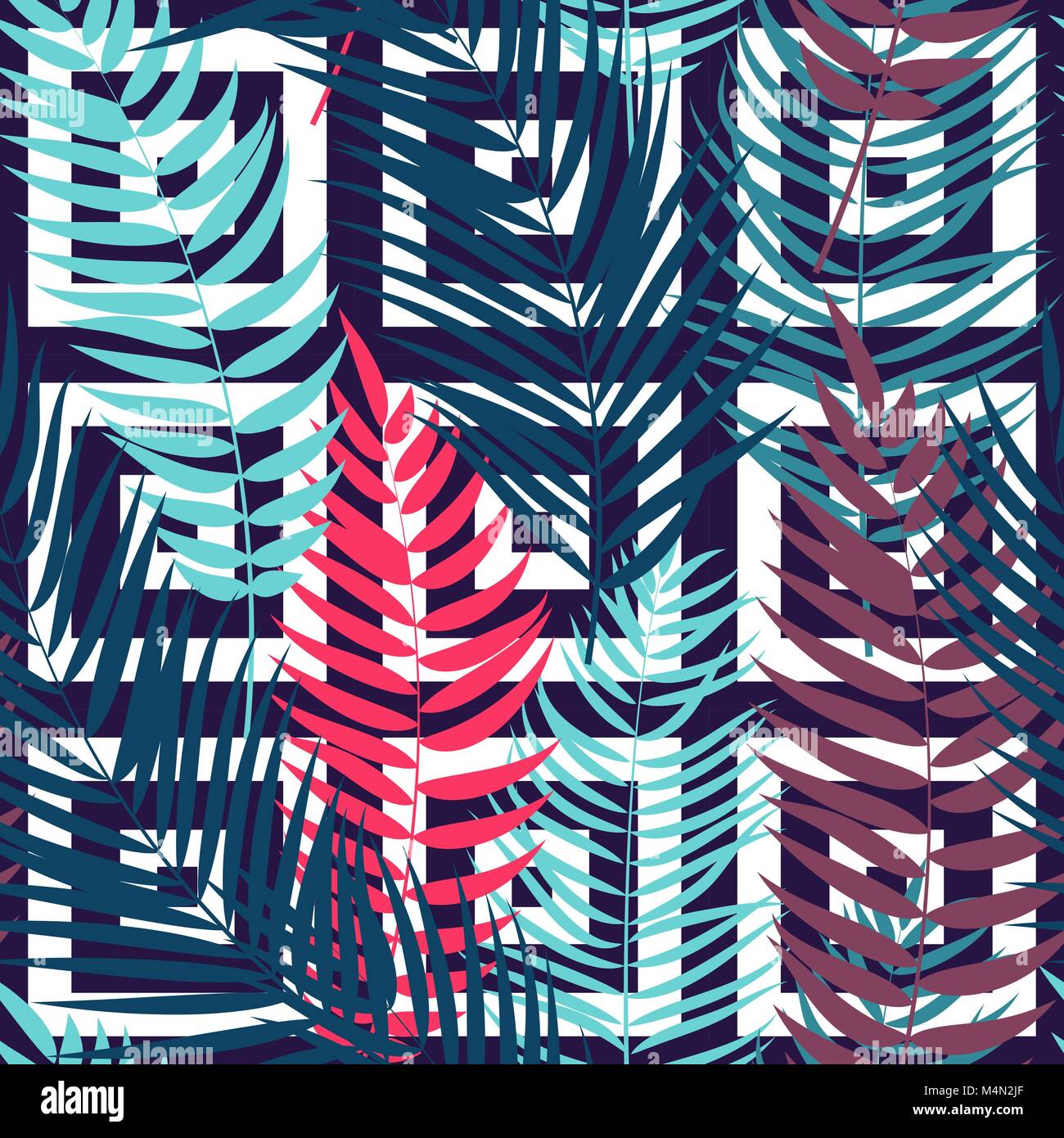 Summer Abstract Seamless Pattern Background with Palm Leaves. Vector ...