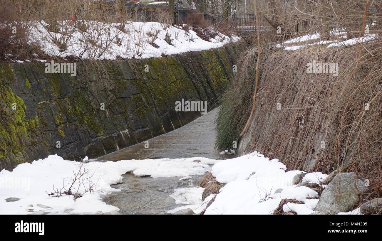 Schwaz Tyrol Austria - water channel - creek Lahnbach and Lahnbachallee ...