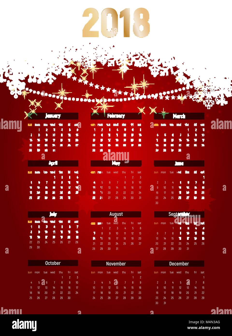 Christmas holiday calendar page Stock Vector Images - Alamy