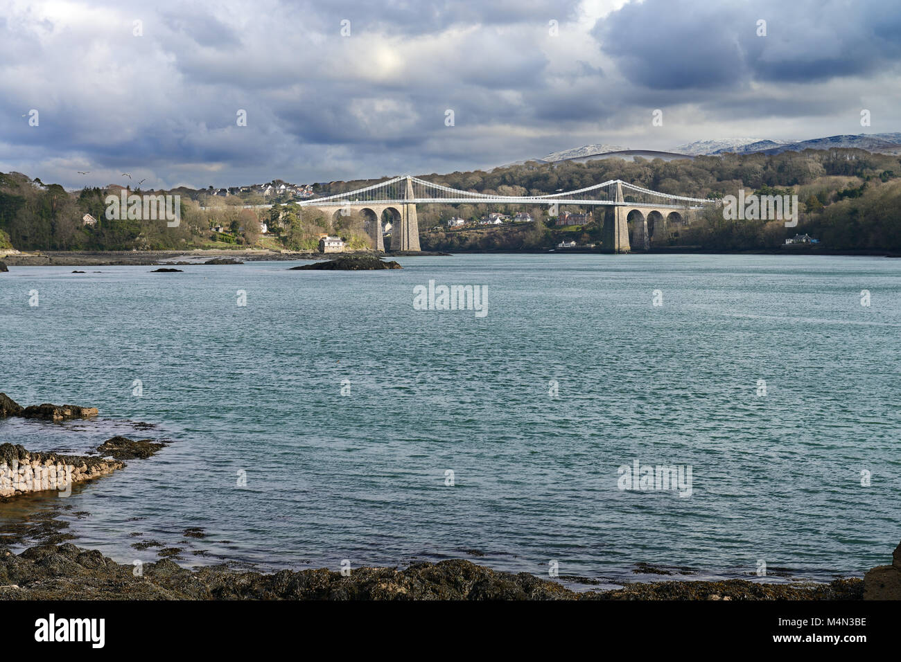 Menai Suspension Bridge connects the island of Anglesey to mainland ...
