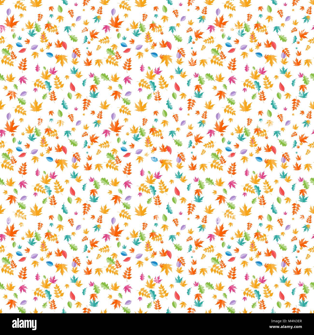 Set of multicolor leaves on white background. Seamless pattern. Vector ...