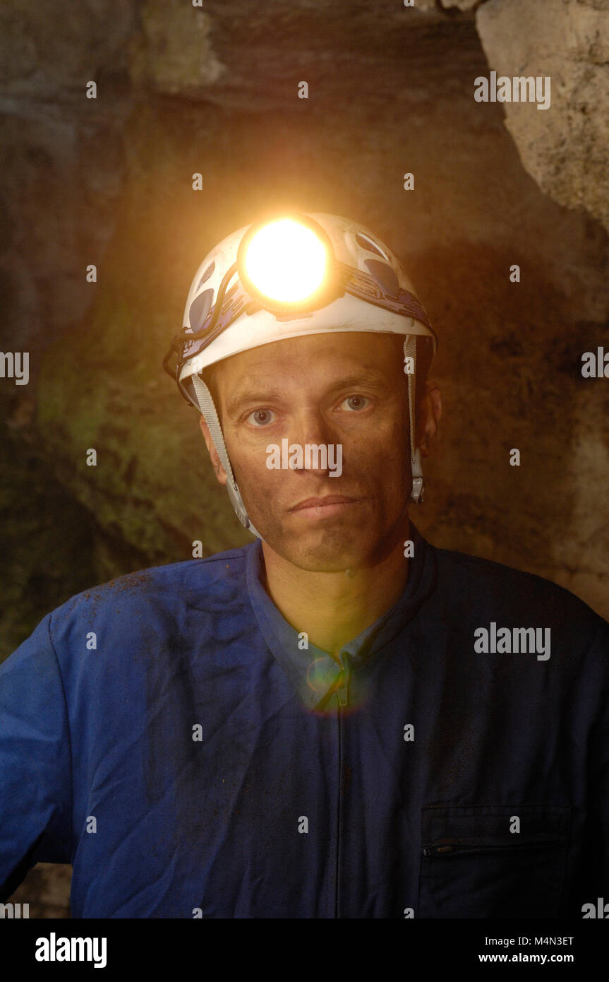 portrait of a miner inside a mine Stock Photo - Alamy