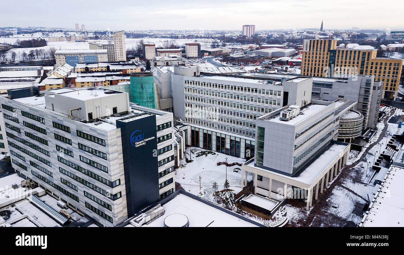 Glasgow Caledonian University Aerial Stills in Snow Stock Photo - Alamy