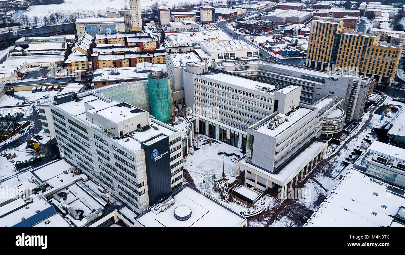 Glasgow Caledonian University Aerial Stills in Snow Stock Photo - Alamy
