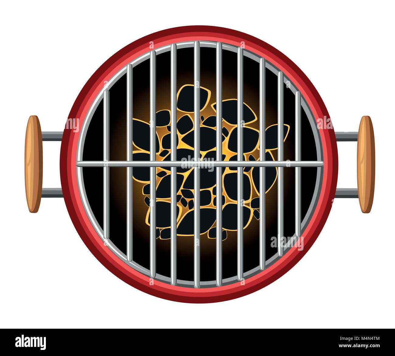 Barbecue design elements grill top view burning coals bbq picnic ...