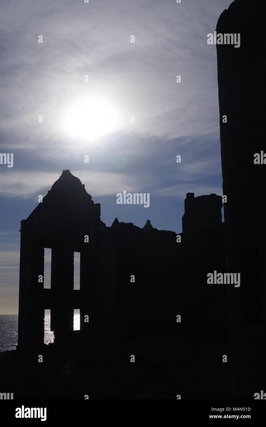 New Slains Castle Ruin Silhouetted atop the Rugged Granite Cliffs ...