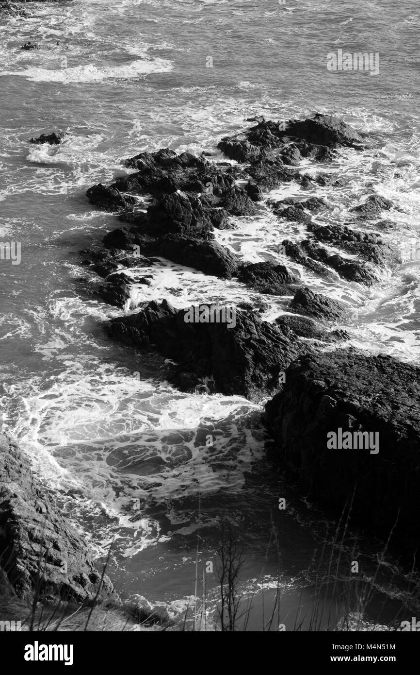 Breaking Waves of the North Sea onto the Rugged Wild Rocky Granite ...