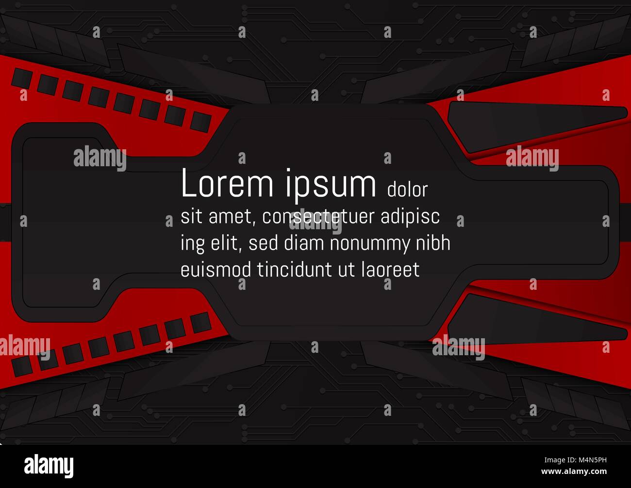 Black and red technology concept. Abstract vector background with copy ...