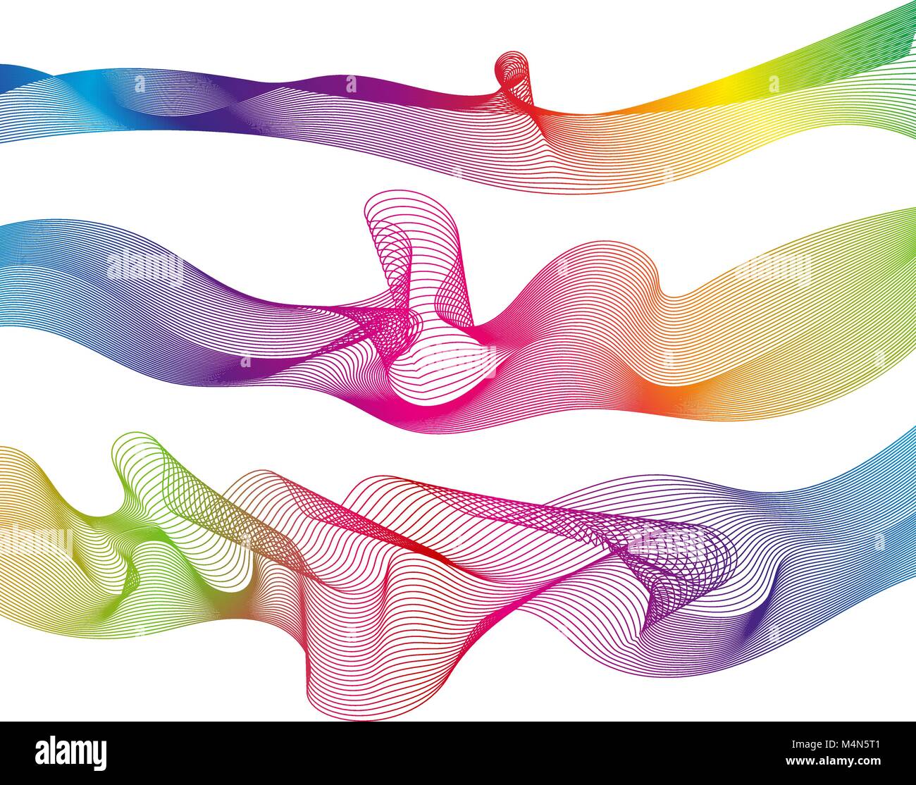 Set rainbow waves lines gradient colorful, Vector illustration Stock ...