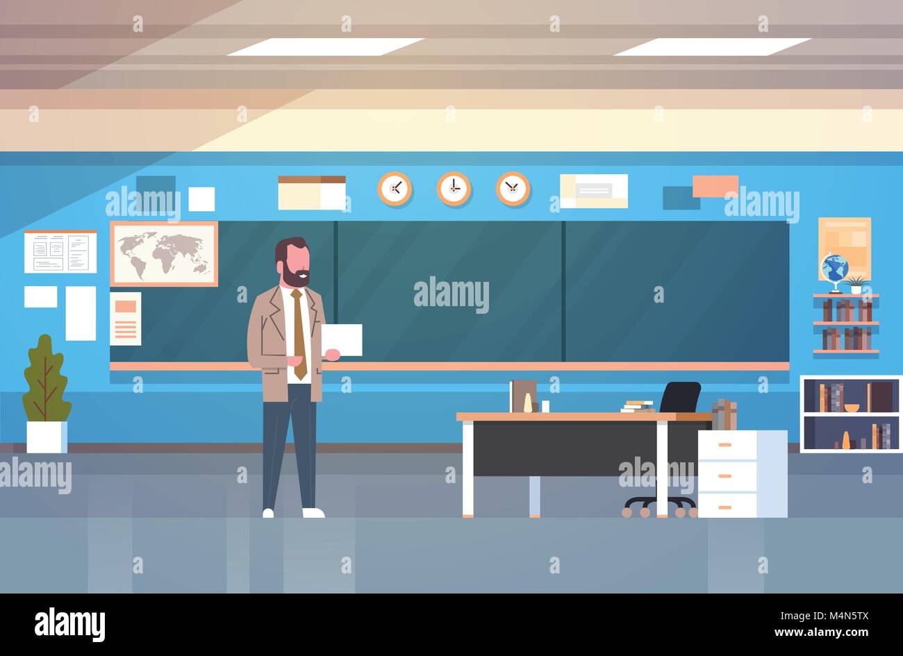 Illustration cartoon teacher in classroom Stock Vector Images - Alamy