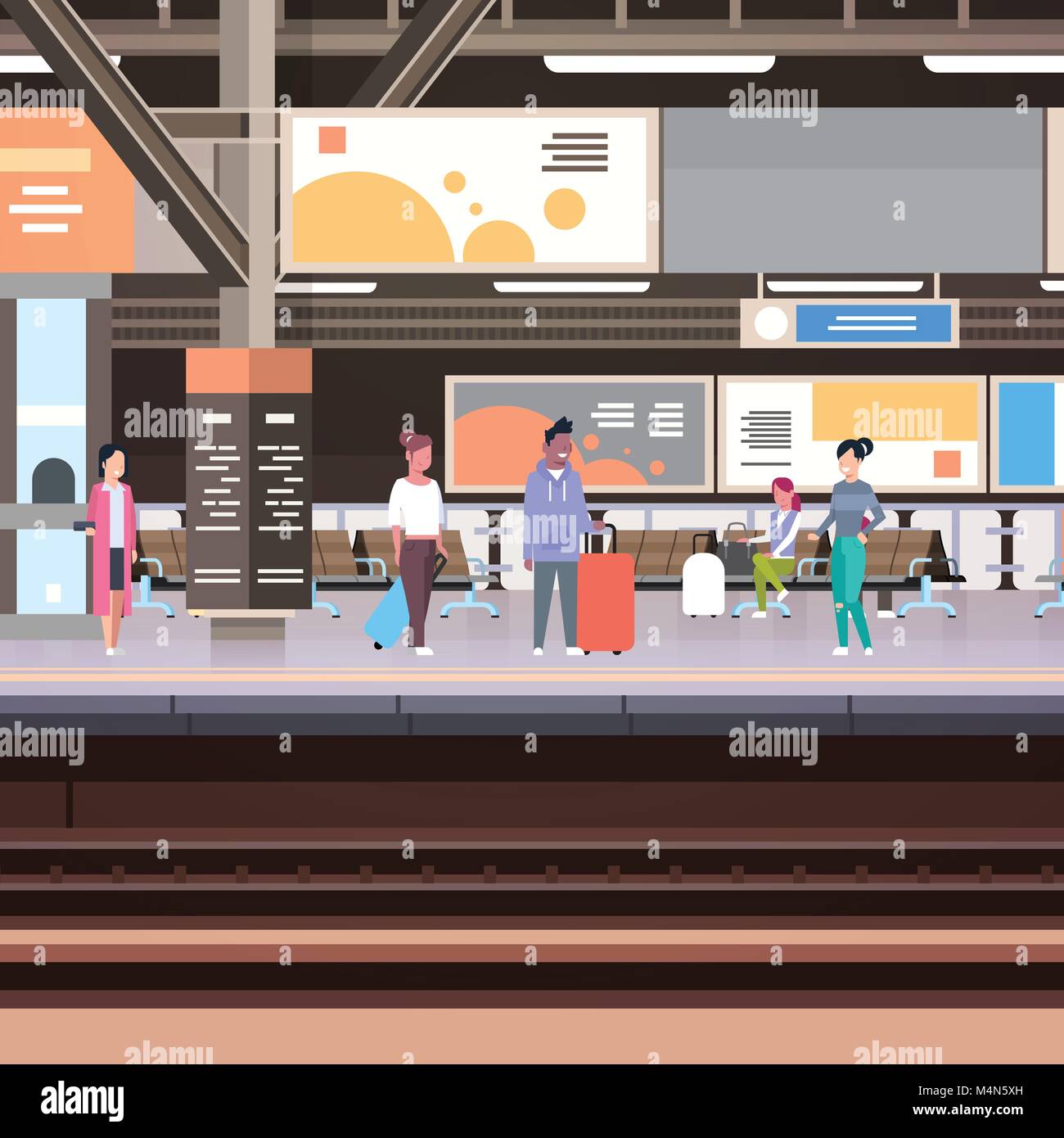 Cartoon Train Station Platform