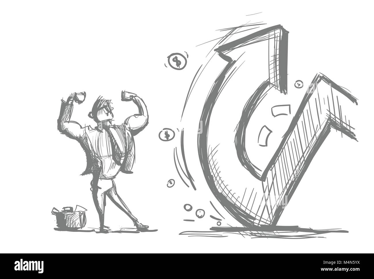 Strong Business With Arrow Graph Up Growth Development Concept Stock ...