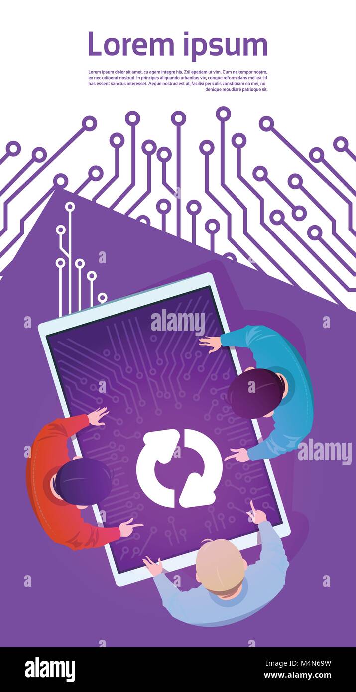 Group Of People At Digital Tablet Updating Software System Programmers ...