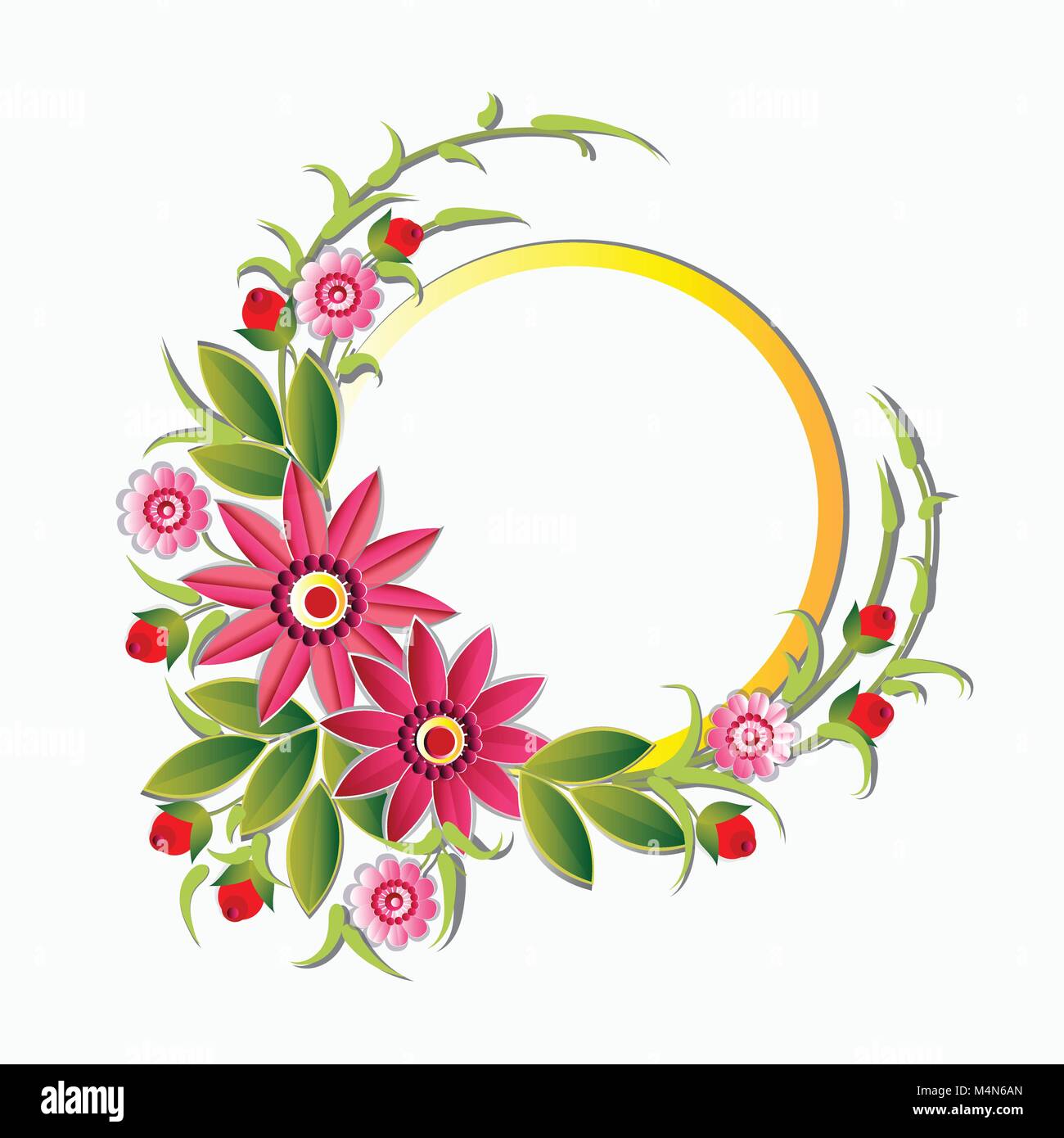 Circle Frame Decorated With Flowers, Floral Background Decoration ...