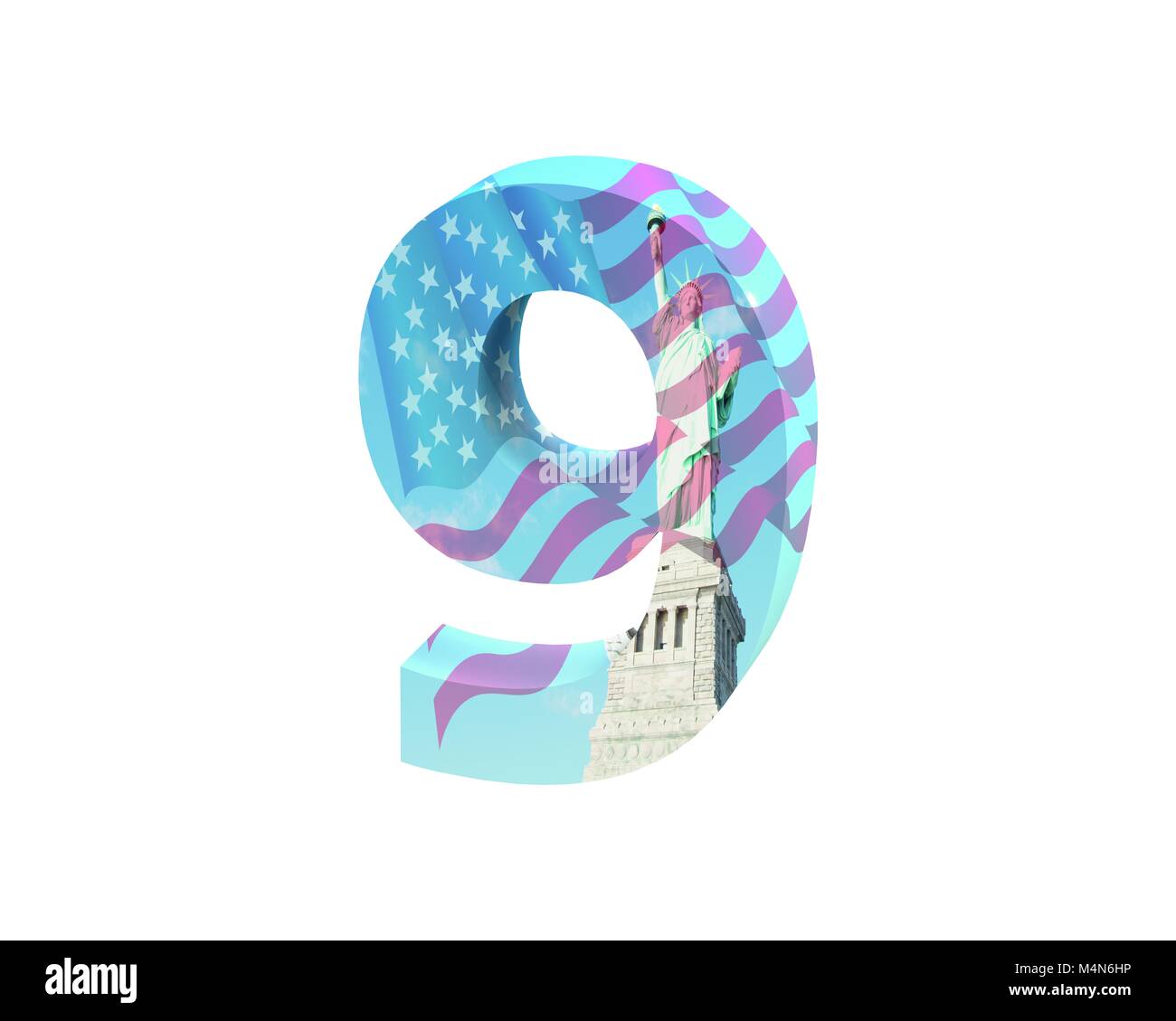 3D rendering Font New York City number 9 Stock Photo - Alamy
