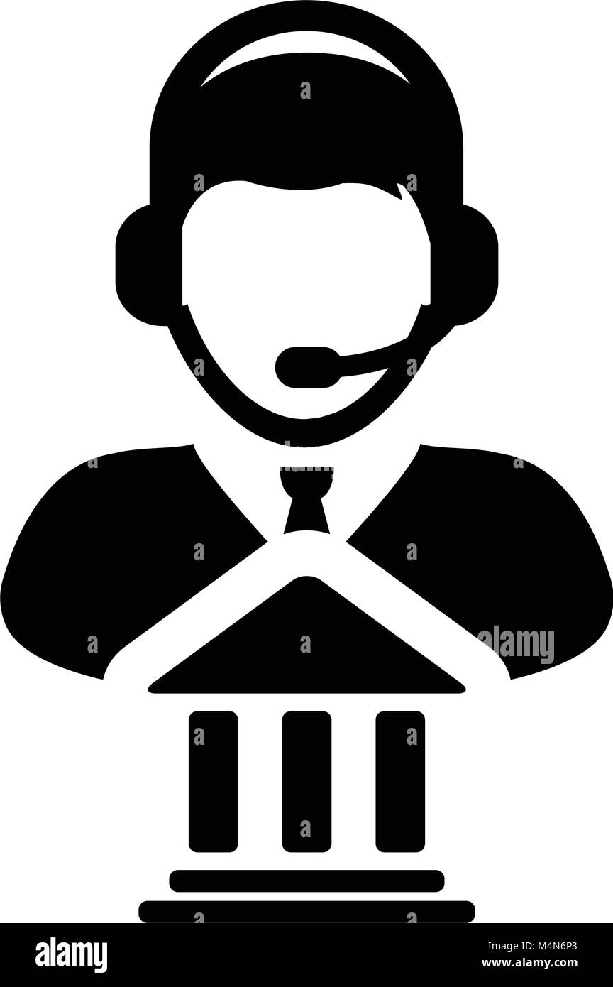 Service Icon Vector Bank Call Center Male Person Profile Avatar for ...