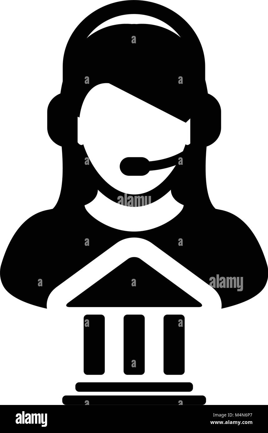Service Icon Vector Bank Call Center Female Person Profile Avatar for ...