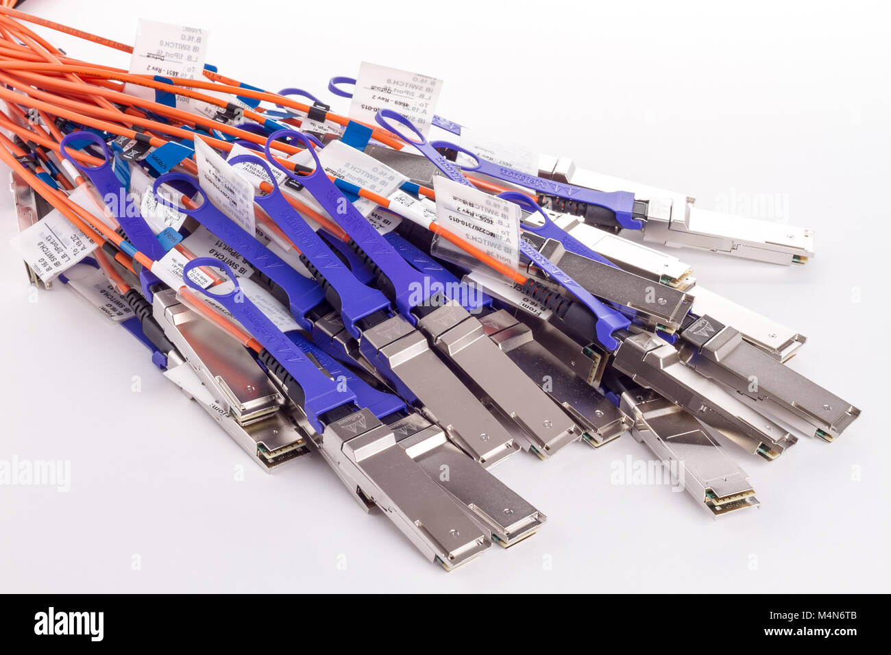 Bunch of Fiber optics cables, isolated on white background Stock Photo ...
