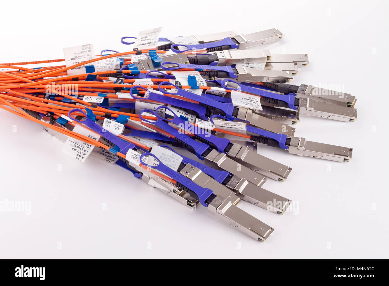 Bunch of Fiber optics cables, isolated on white background Stock Photo ...