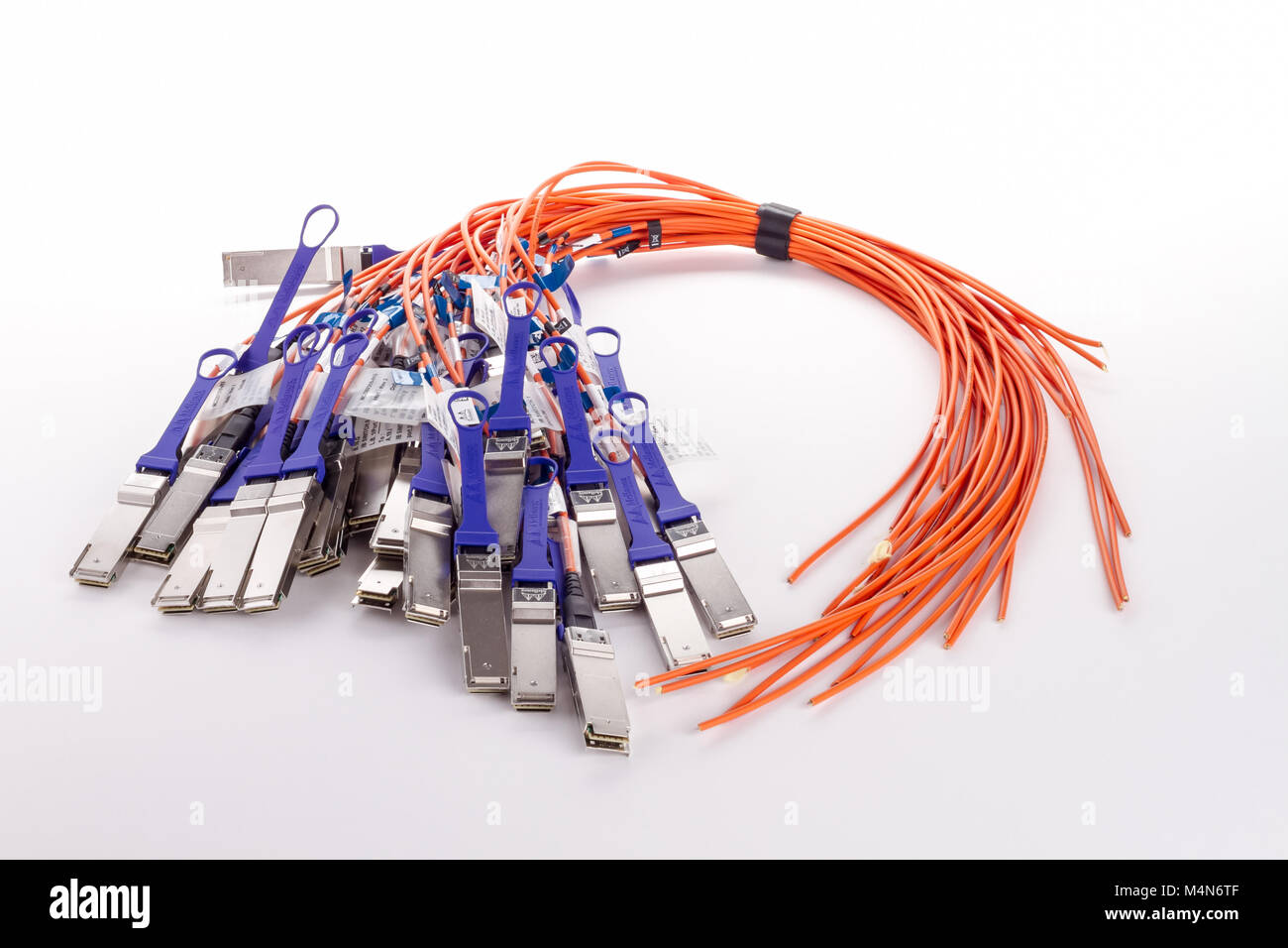 Bunch of Fiber optics cables, isolated on white background Stock Photo ...
