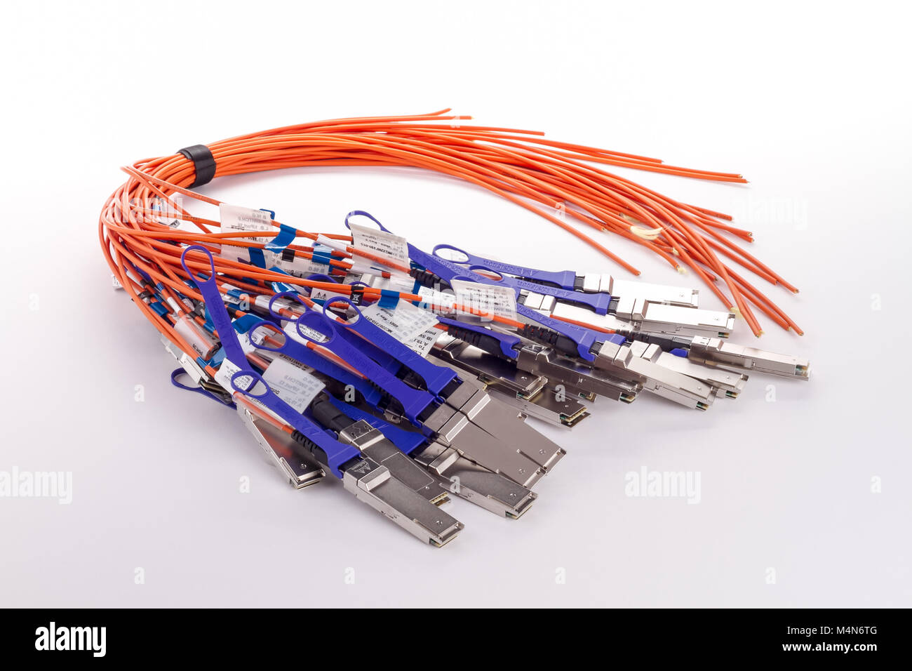 Bunch of Fiber optics cables, isolated on white background Stock Photo ...