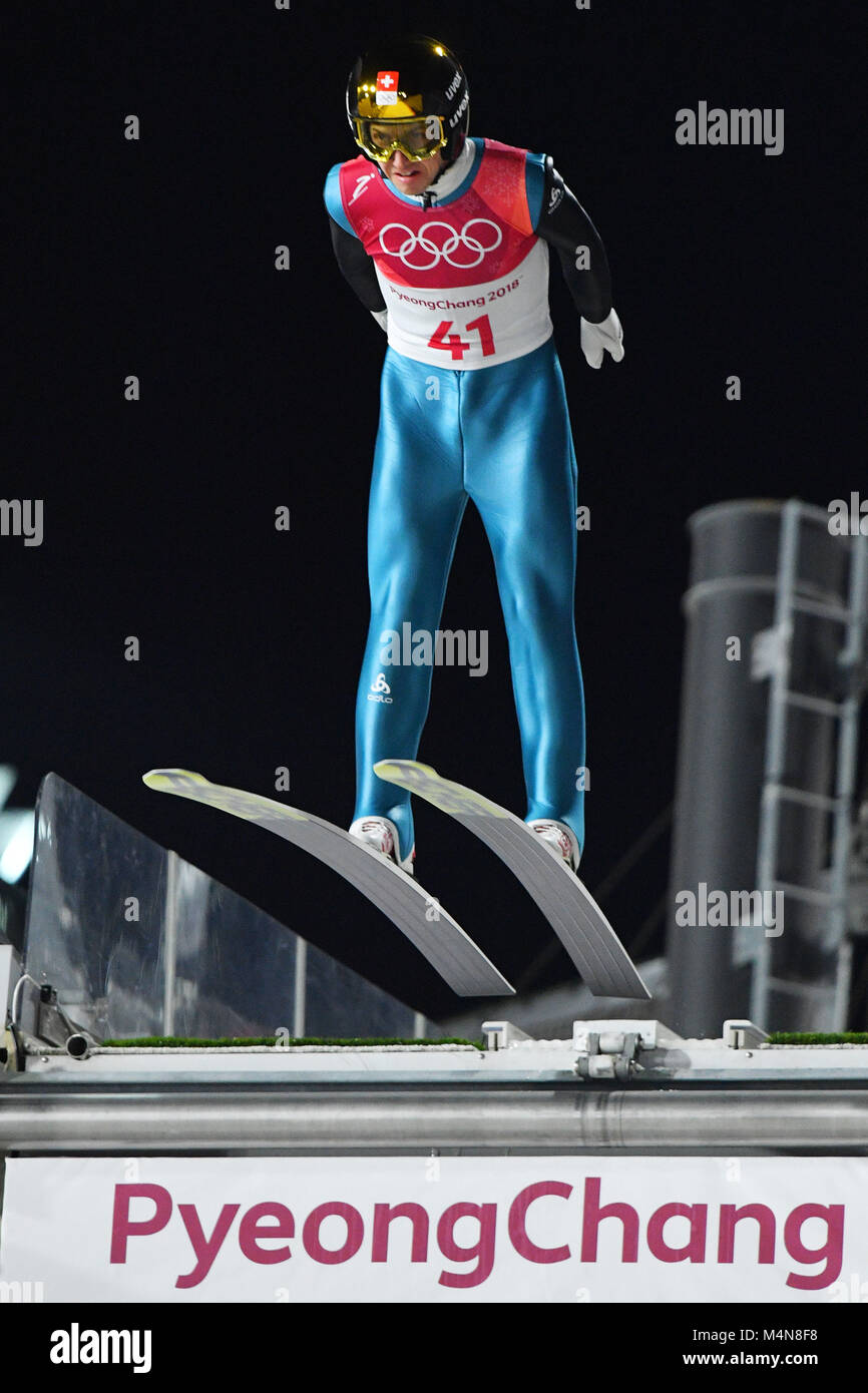 Pyeongchang, South Korea. Credit: MATSUO. 16th Feb, 2018. Simon Ammann ...