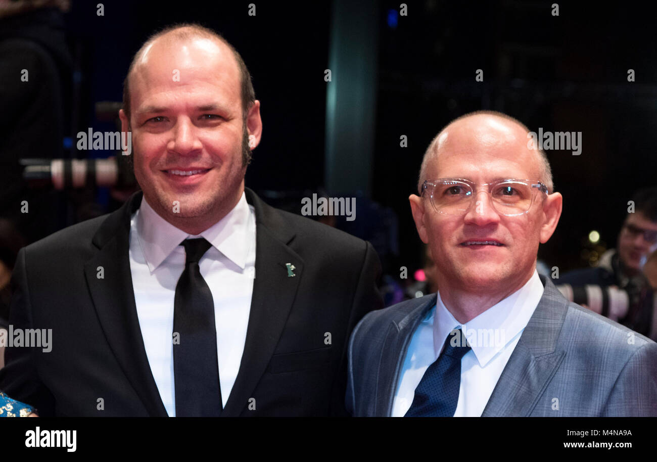 Berlin, Germany. 16th Feb, 2018. Directors Nathan (l) and David Zellner ...