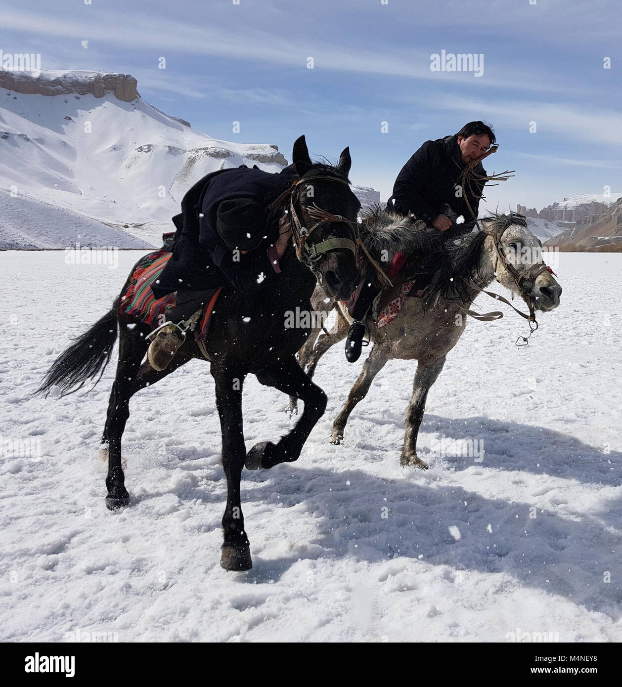 Bamyan, Afghanistan. 16th Feb, 2018. Afghan horsemen compete for the ...