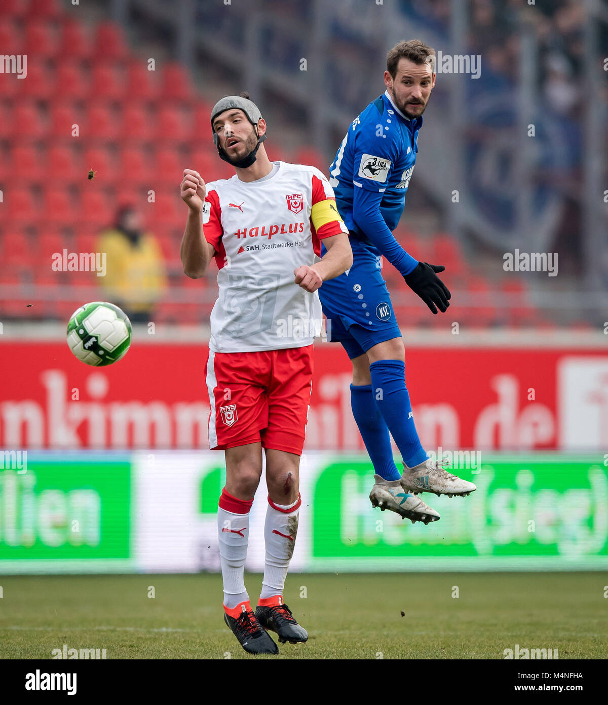 Halle, Deutschland. 17th Feb, 2018. Anton Fink (KSC) versus Halles ...