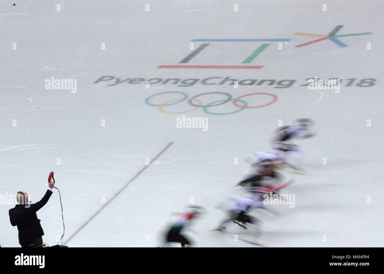 Pyeongchang. 17th Feb, 2018. Athletes start during men's 1000m final of ...
