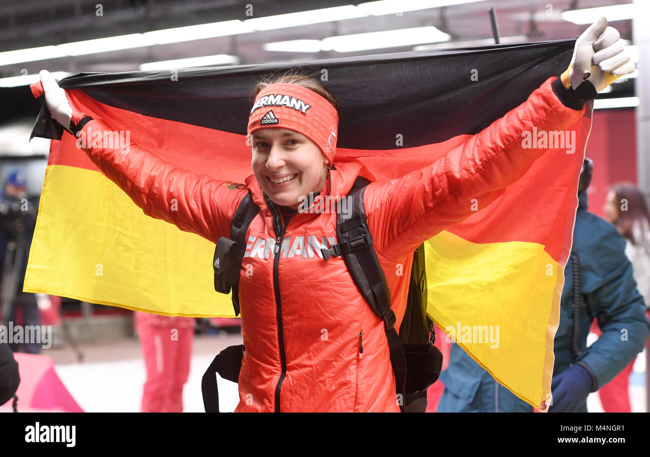 Jacqueline Loelling from Germany celebrating her silver medal at the ...