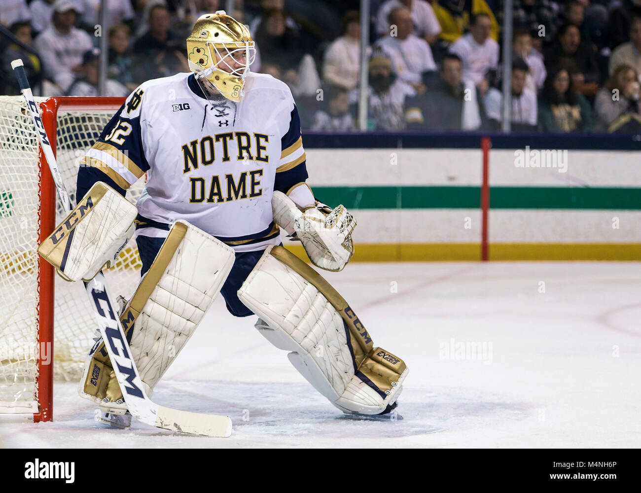 February 16, 2018: Notre Dame goaltender Cale Morris (32) during NCAA ...