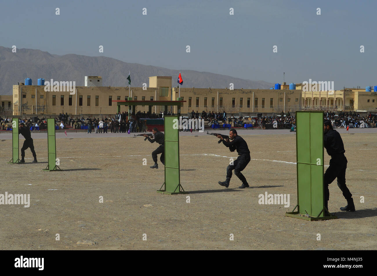 Quetta. 17th Feb, 2018. Police cadets display their skills during the ...