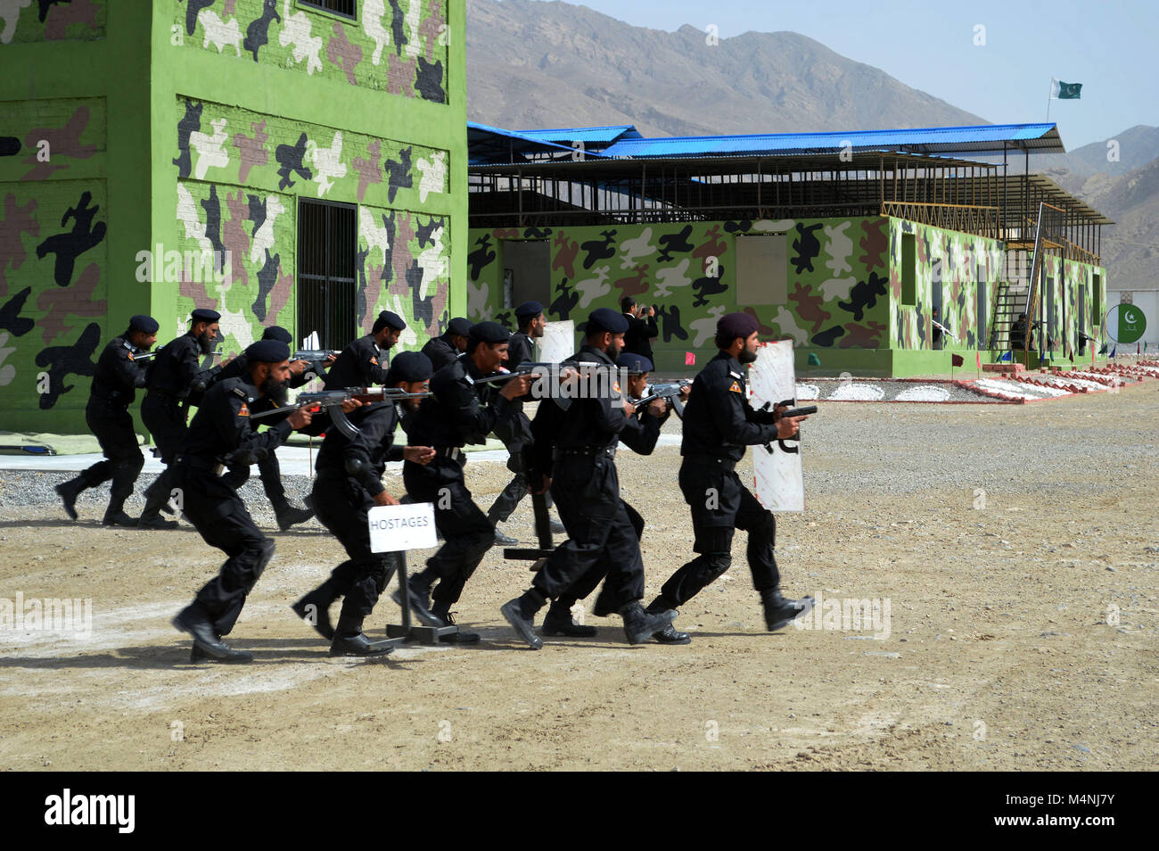 Quetta. 17th Feb, 2018. Police cadets display their skills during the ...