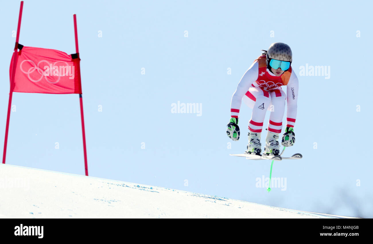 Anna Veith from Austria during the women's alpine skiing super G event ...