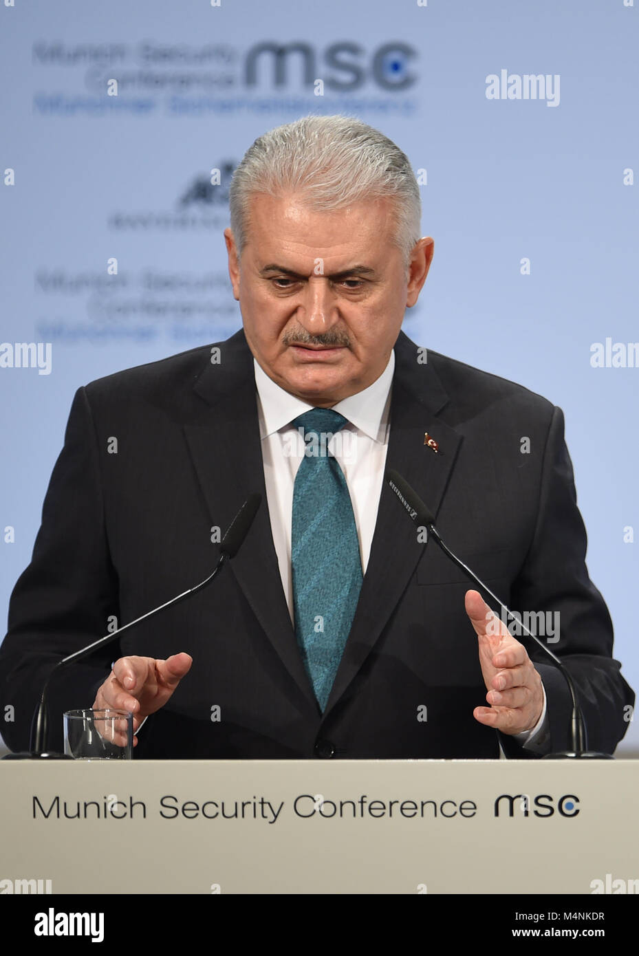 Binali Yildirim, Prime Minister of Turkey, delivers a speech at the ...