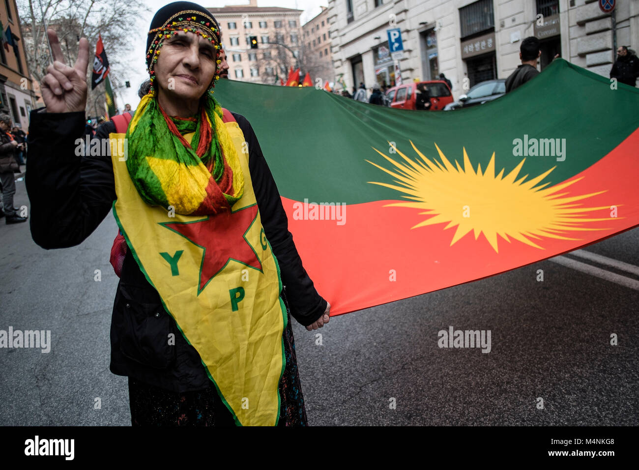 Rome, Italy. 17th Feb, 2018. Kurds people march shouting 'terrorist ...