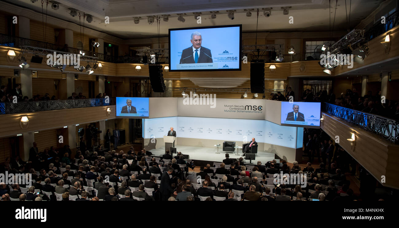 Munich, Germany. 16th Feb, 2018. Binali Yildirim, Prime Minister of ...