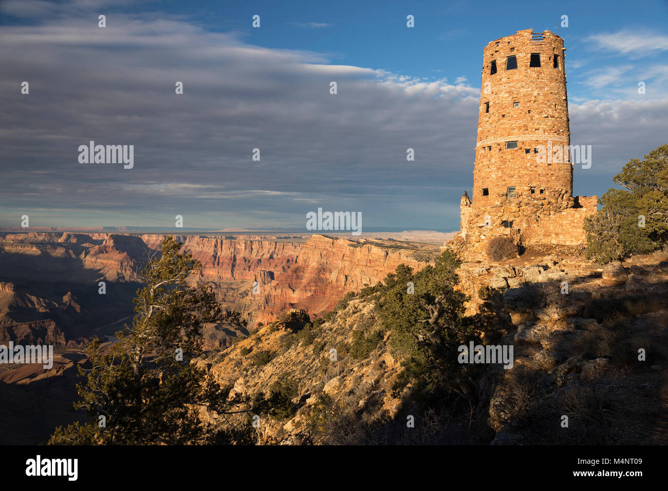 Desert View Watch Tower late afternoon from the south rim of the Grand ...